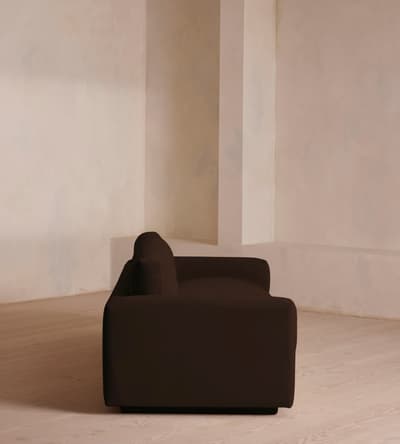 Mossley Three Seater Sofa, Velvet, Chocolate Brown, US - Soho Home