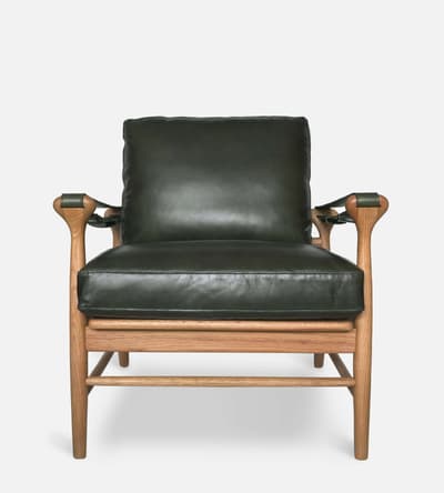 Campden Arm Chair in Avocado Leather | Arm Chairs | Soho Home