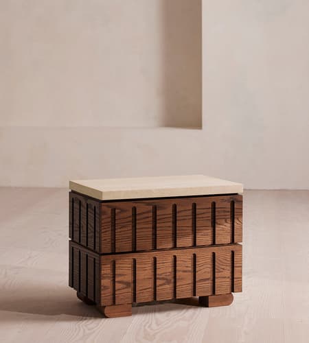 Athens Bedside Table, Travertine