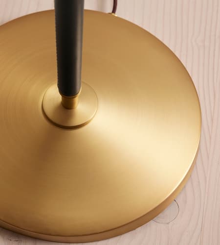 Beckett Leather Floor Lamp, Patterned Shade, US