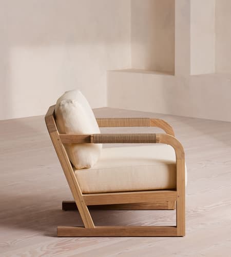 Farmhouse Outdoor Armchair, Textured Weave, Natural