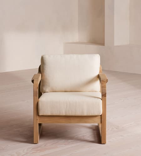 Farmhouse Outdoor Armchair, Textured Weave, Natural
