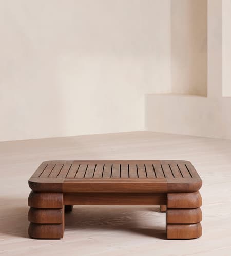 Lucca Coffee Table, Wirebrushed Stained Teak