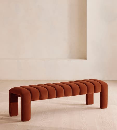 Willis Bench, Velvet, Rust