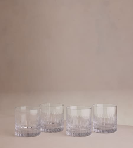 Roebling Cut Crystal Rocks Glass, Set of Four