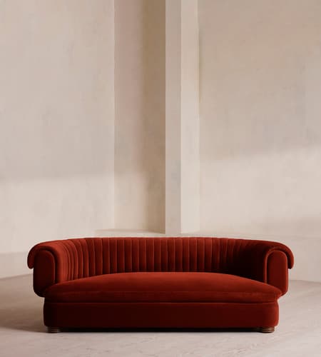Rava Three Seater Sofa, Velvet, Rust - Soho Home