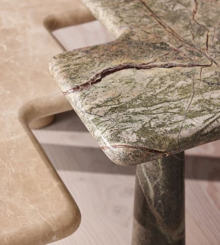 Jada Coffee Table Set, Light Emperador and Verde Bosque Marble