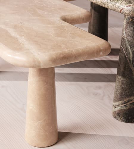 Jada Coffee Table Set, Light Emperador and Verde Bosque Marble