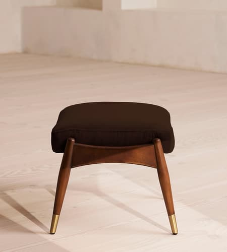 Theodore Footstool, Velvet, Chocolate Brown