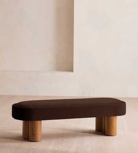 Nieve Bench, Velvet, Chocolate, US - Soho Home