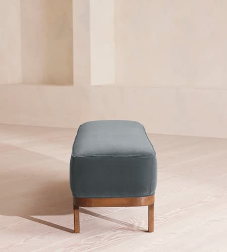 Belsa Bench, Velvet, Grey Blue