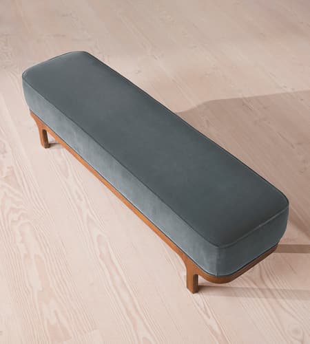 Belsa Bench, Velvet, Grey Blue