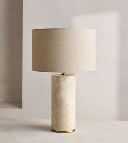 Remi Stone Table Lamp, Cream
