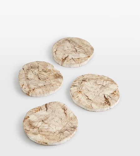Balfern Petrified Wood Coasters, White, Set of Four