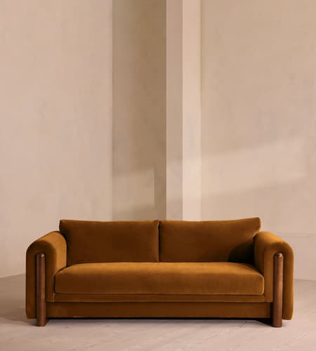 Faarell Three Seater Sofa, Velvet, Mustard, US