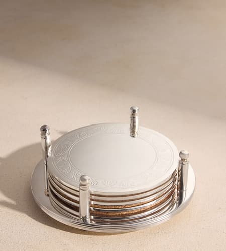 Rochester Engraved Silver Coasters, Set of Four