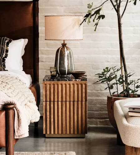 Arches Bedside Table, Griseo Rosa Marble