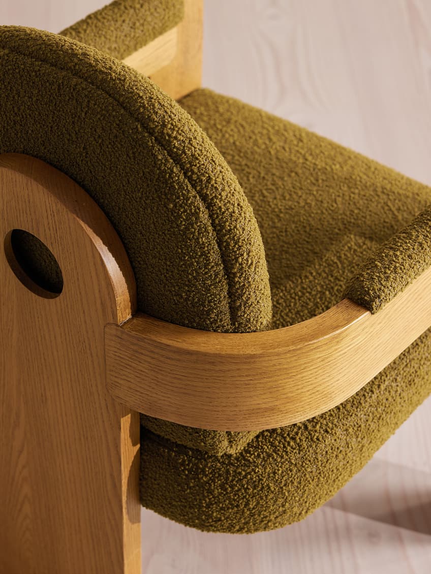 Emerson Dining Chair, Boucle, Kelp