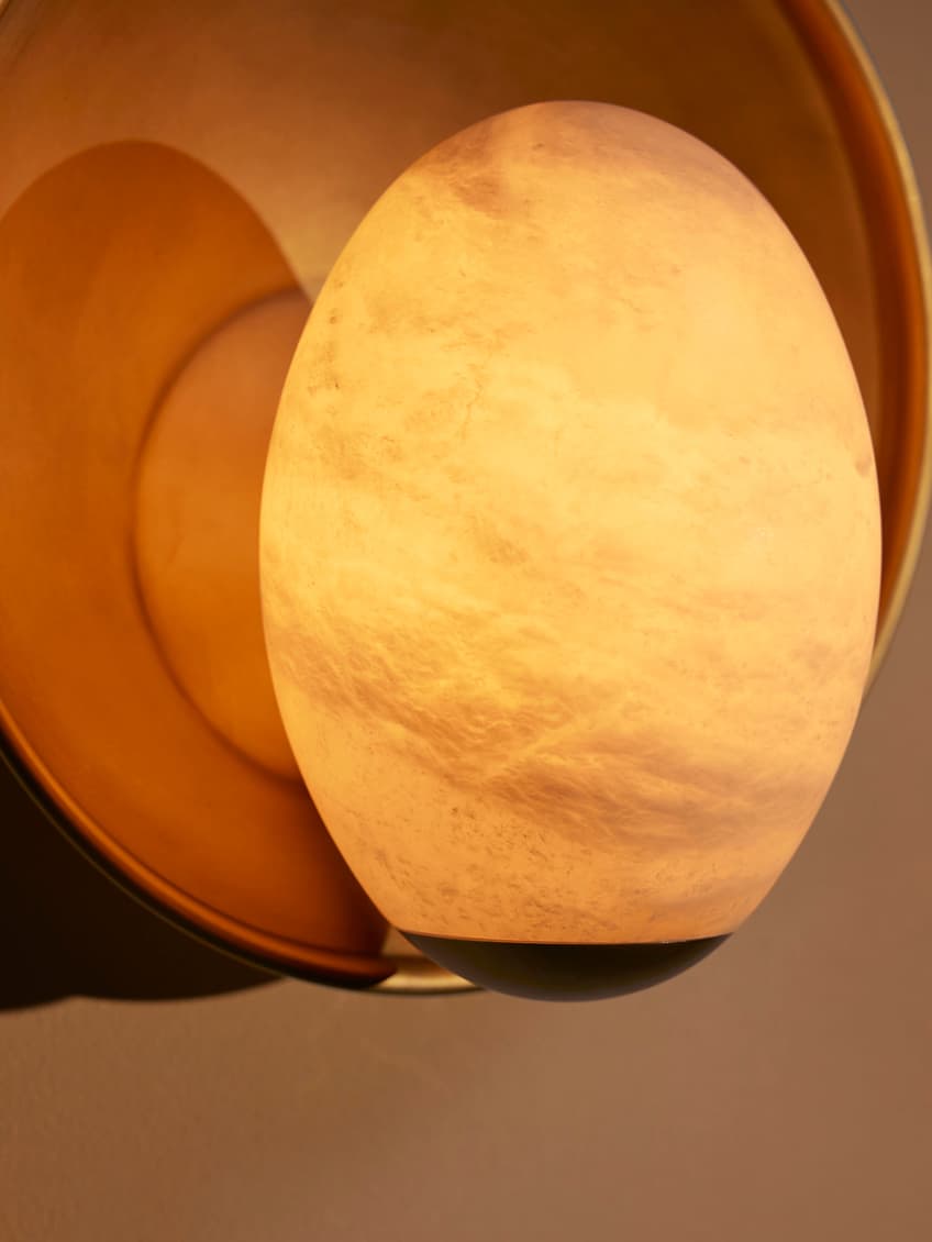 Avena Wall Light, Alabaster Globe