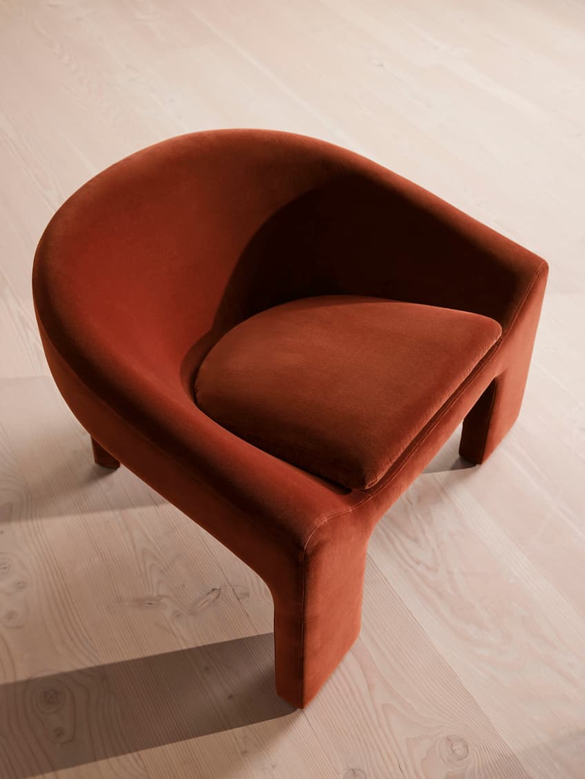 Dafne Armchair, Velvet, Rust