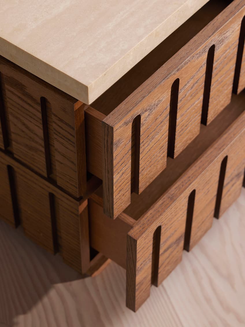 Athens Bedside Table, Travertine