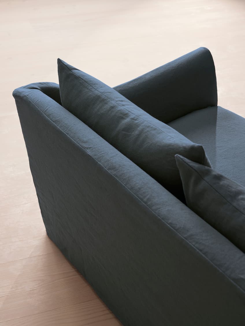 Roma Four Seater Sofa, Linen, Prussian Blue, US