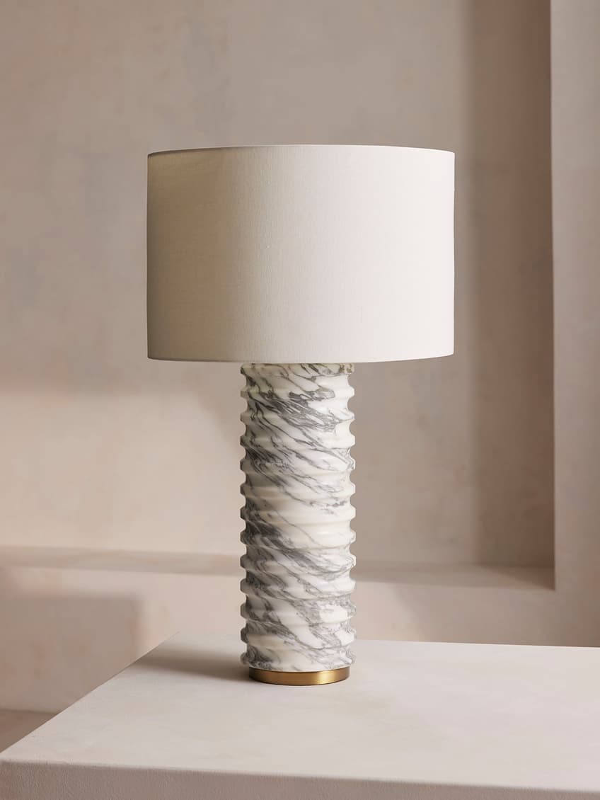 Casper Table Lamp, Arabescato Corchia