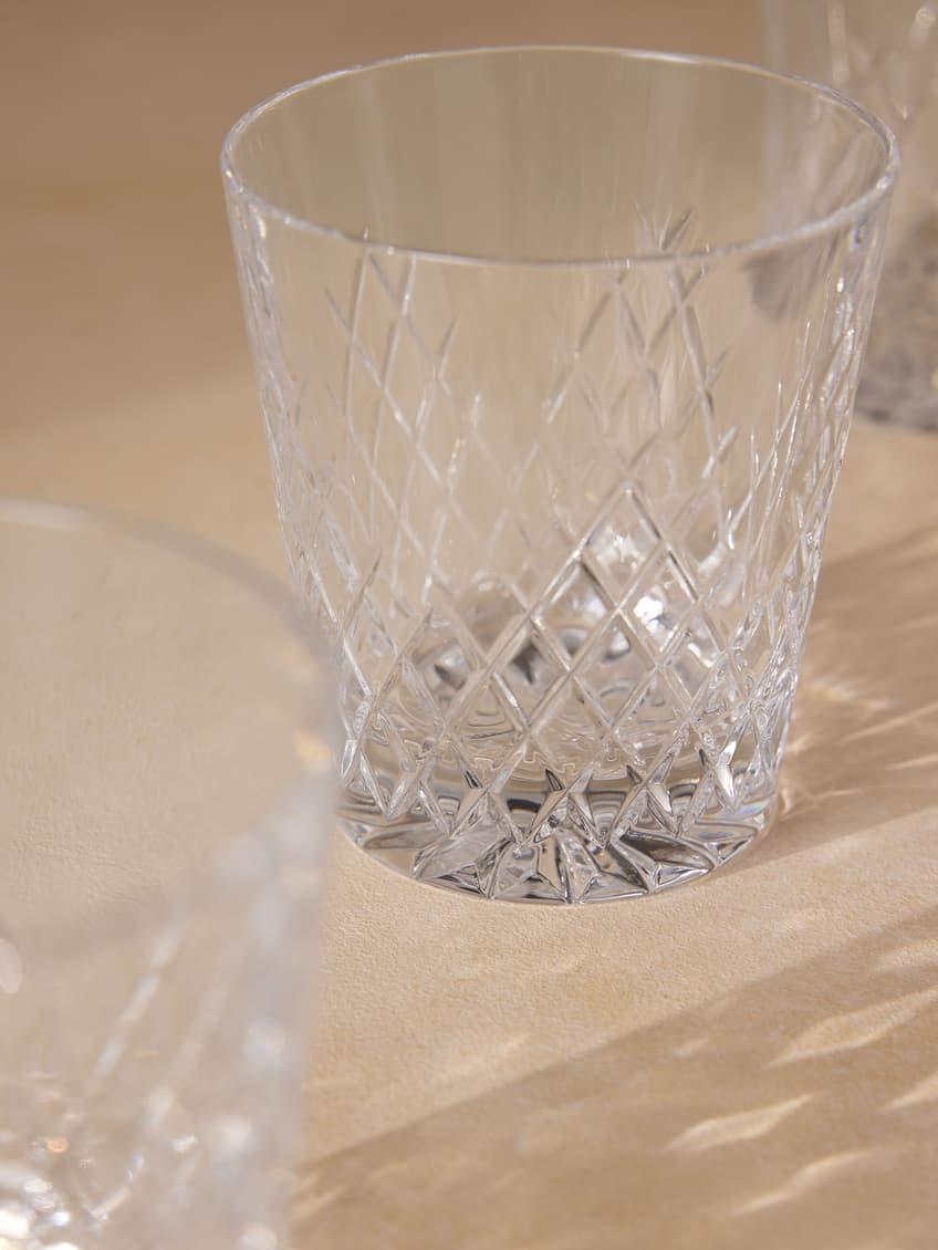 Barwell Cut Crystal Rocks Glass, Set of Four