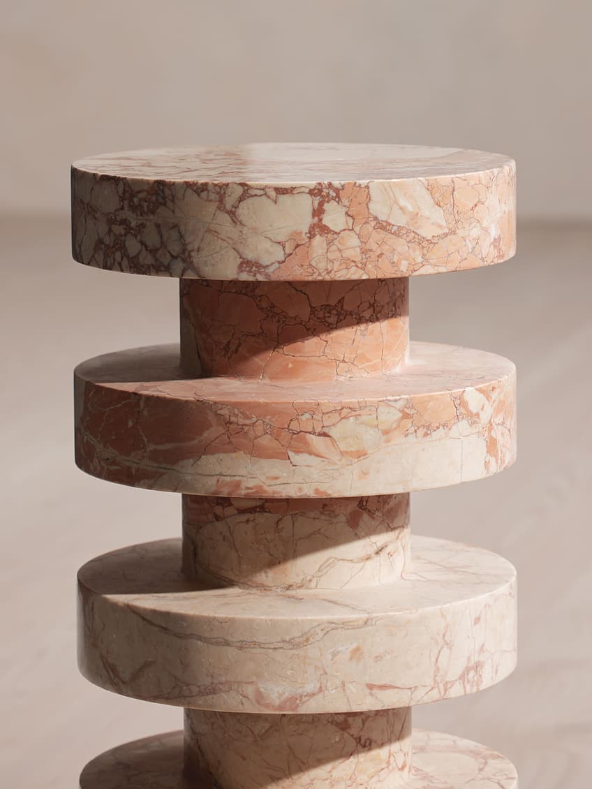 Nelson Side Table, Breccia Pernice Marble