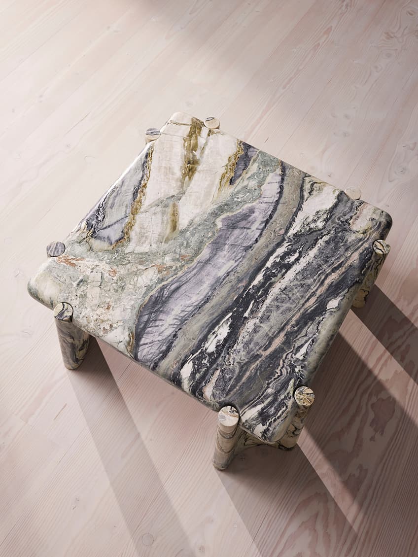 Lorella Coffee Table, Floral Jade Marble