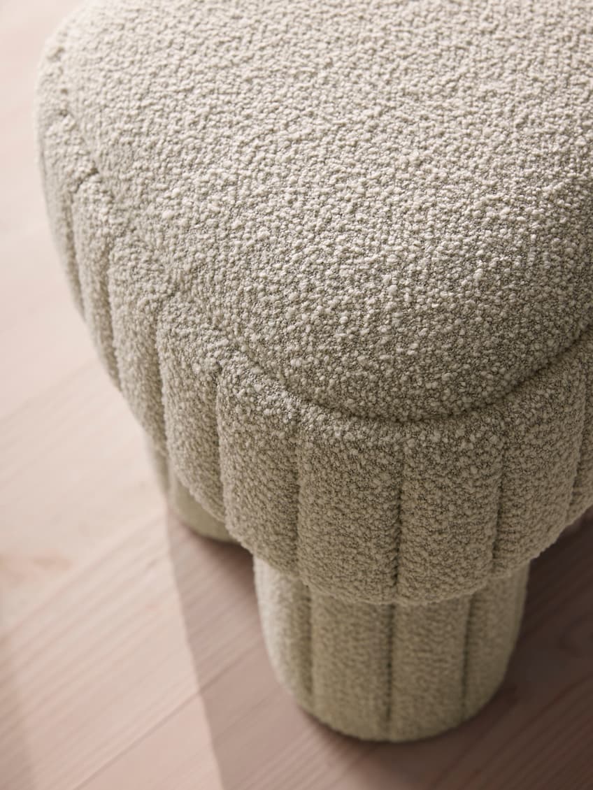 Rhea Footstool, Boucle, Pistachio, US