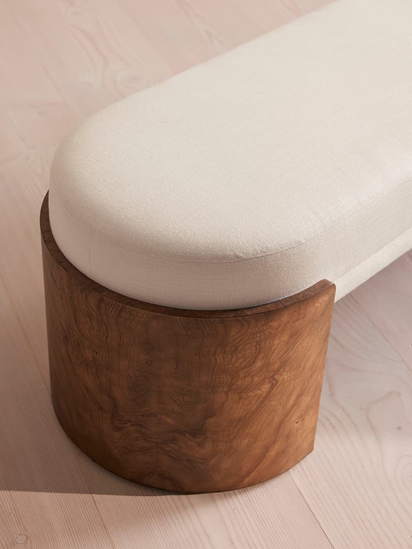 Lukas Bench, Linen, Bisque