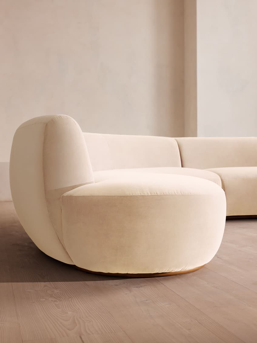 Aline Serpentine Modular Sofa, Four Seater, Porcelain Velvet, UK