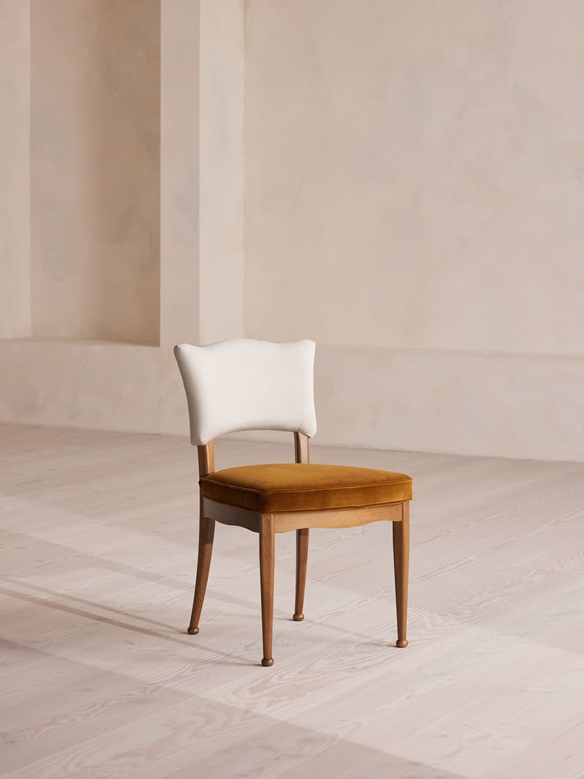 Pair of Armless Charleston Dining Chair, Velvet, Mustard