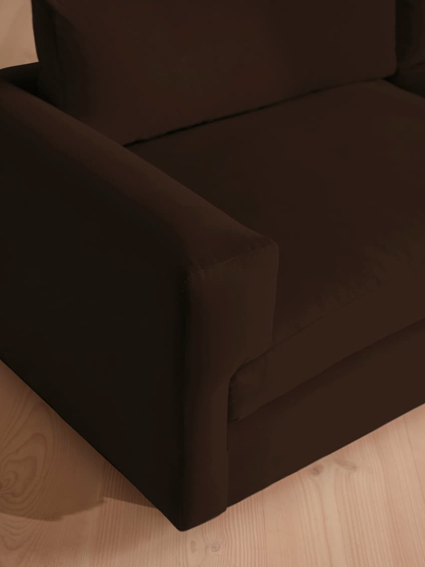 Mossley Three Seater Sofa, Velvet, Chocolate Brown