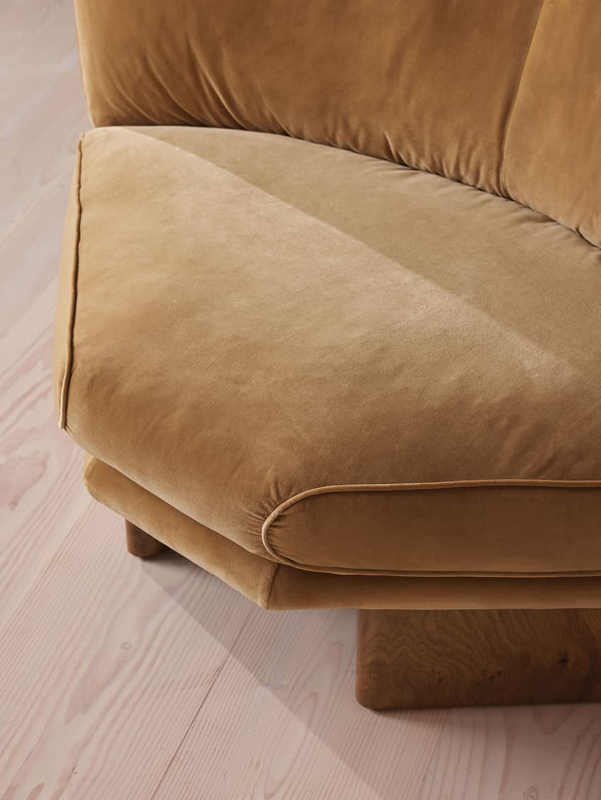 Tellis Corner Chair, Velvet, Camel, UK
