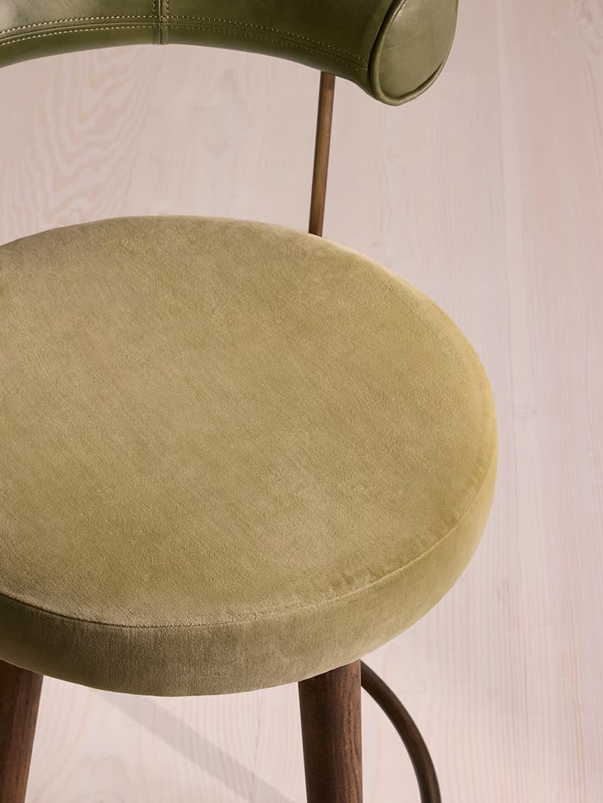 Calvert Barstool, Leather & Velvet US