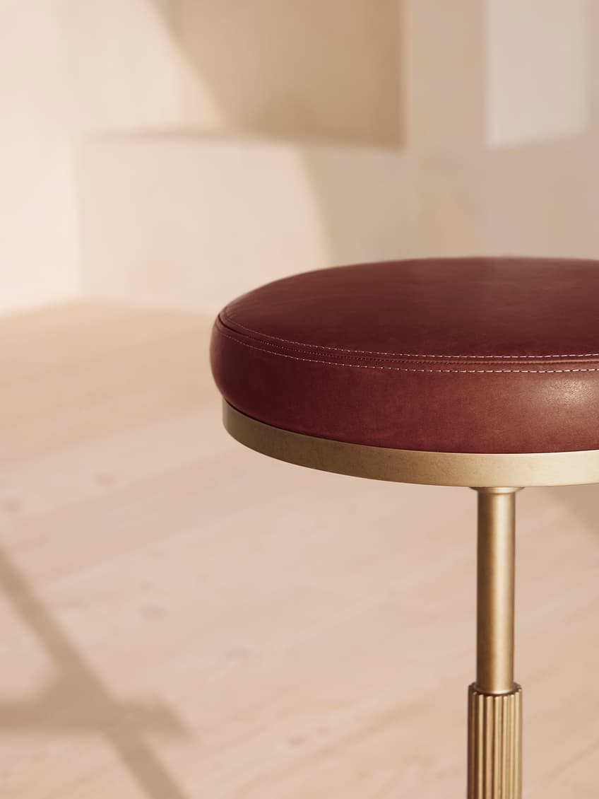 Wardell Counter Stool, Leather, Sangria, US