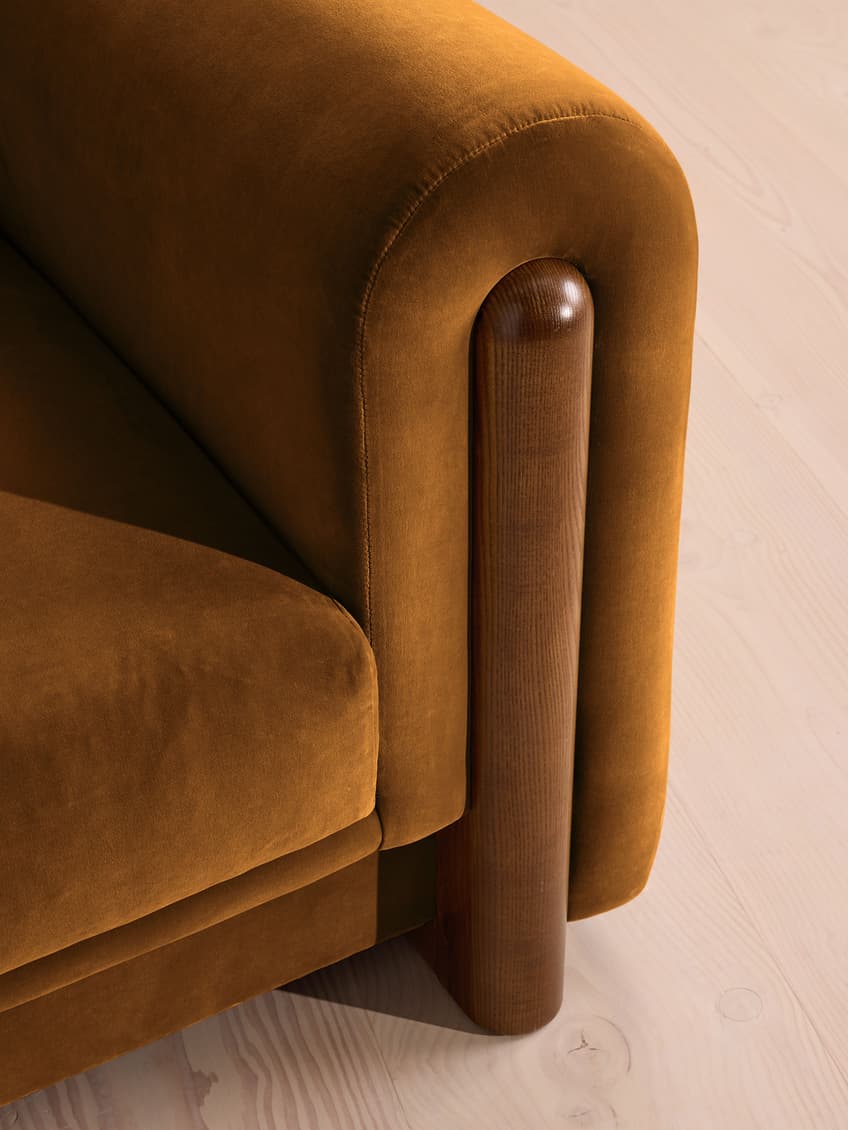 Faarell Three Seater Sofa, Velvet, Mustard, US