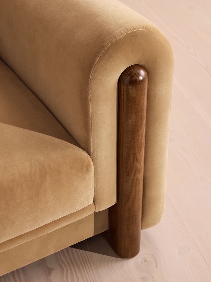 Farrell Three Seater Sofa, Velvet, Camel