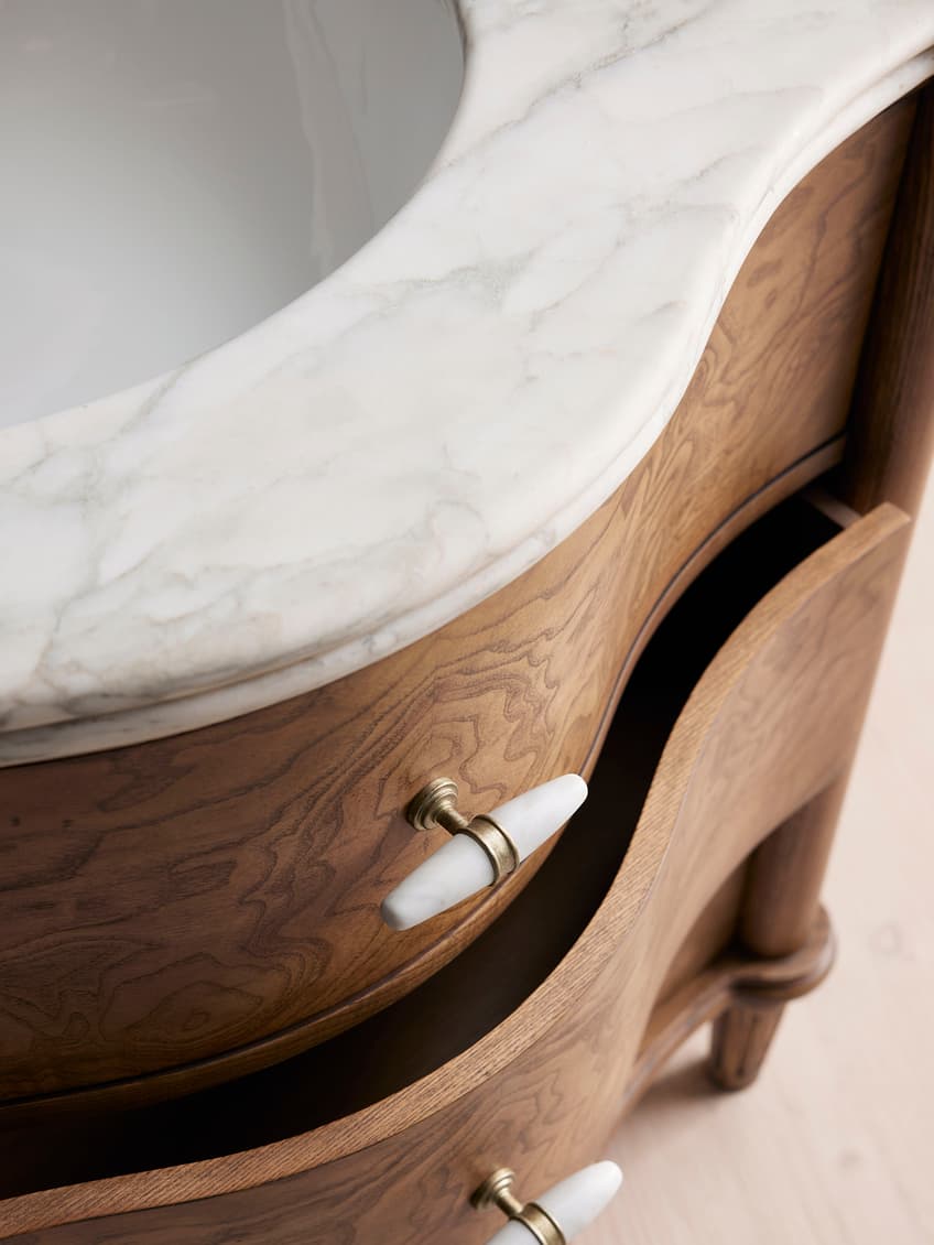 Valerie Single Vanity, Arabescato Marble