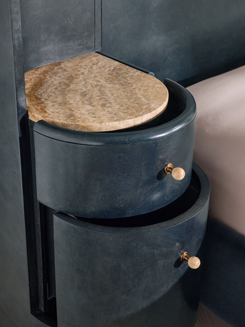 Linus Bed, Superking, Velvet, Grey Blue, UK