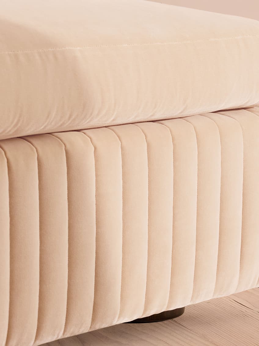 Oona Sectional Sofa, L-Shape Sofa, Velvet Porcelain, US