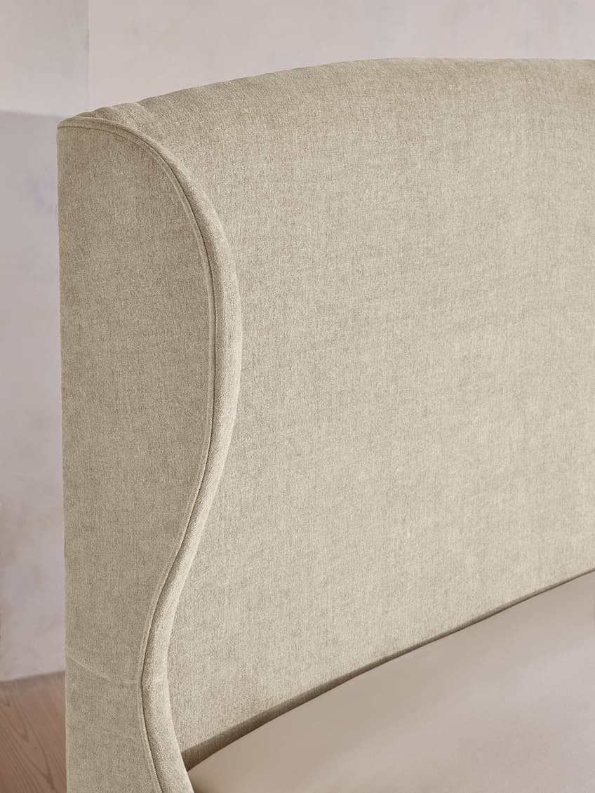 Rivas Bed, Double, Linen Chenille, Stone, UK