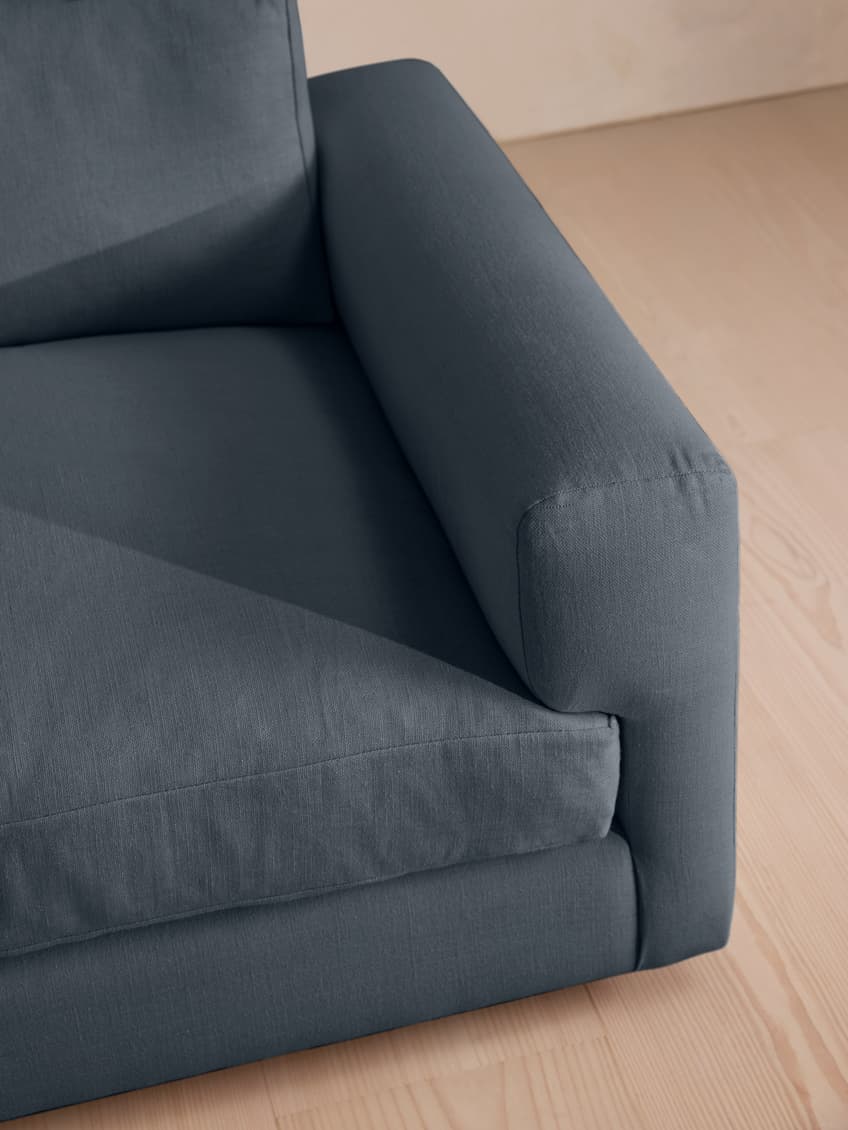 Mossley Corner Sofa, Linen, Prussian Blue, US
