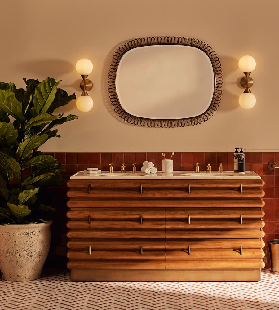 Todd Wall Mirror, Antique Brass