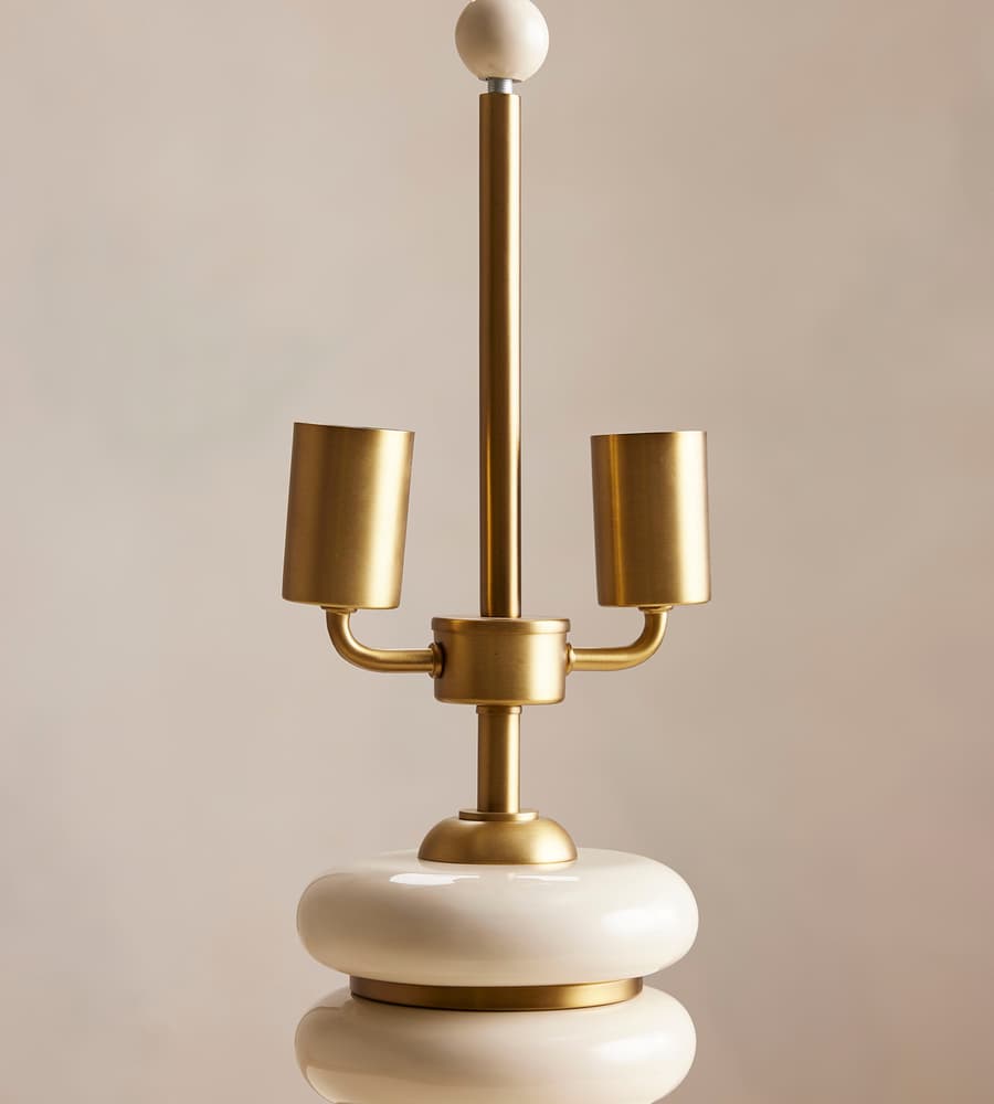 Greyson Table Lamp, High Gloss Lacquer, Cream, US - Soho Home