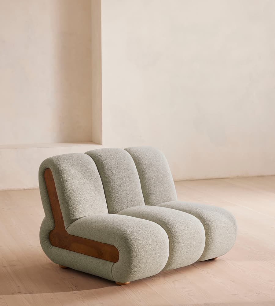 Noelle Modular Armchair, Textured Wool Boucle, Pistachio, UK