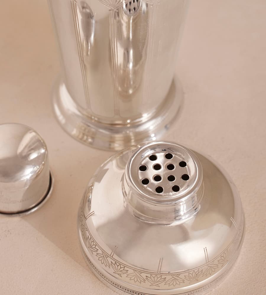 Rochester Engraved Silver Cocktail Shaker