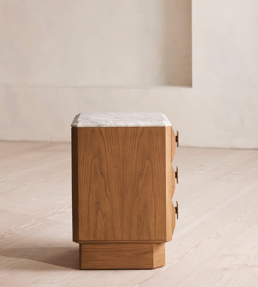 Marius Bedside Table, Small, Arabescato Corchia Marble